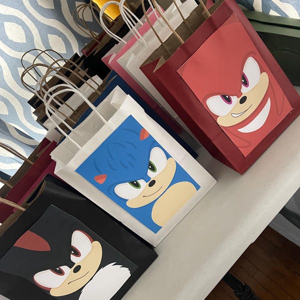 Sonic the Hedgehog Favor Bags Birthday Gift Bags for Kids Goodie Bag ...