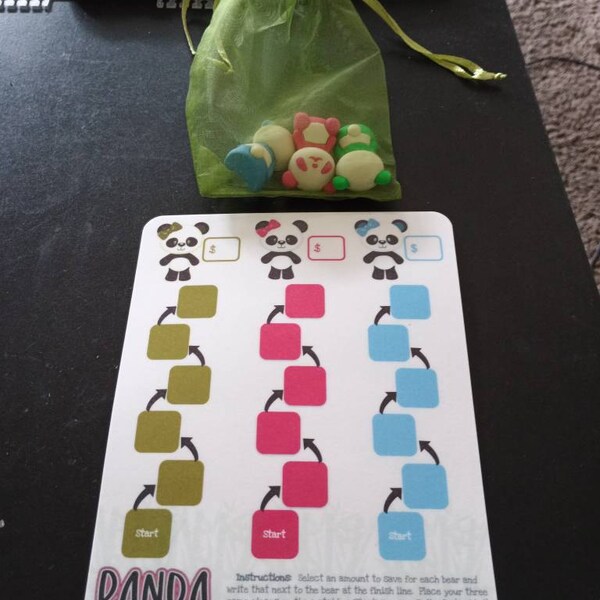 Panda Race | 3 Panda Bear Game Pieces | Savings Challenge Game ...
