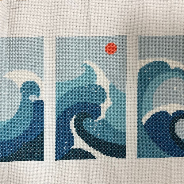 Wave Cross Stitch Pattern PDF, Great Wave Cross Stitch Pattern, Scenery ...