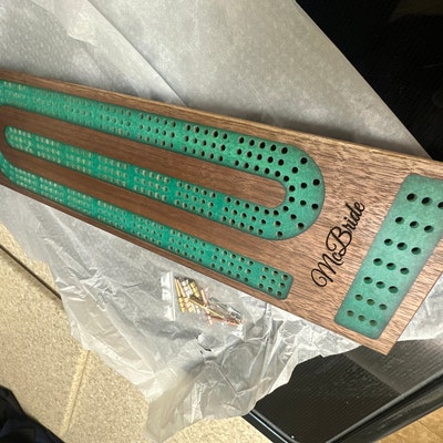 Premium Cribbage Board With Copper Resin Track Inlay Peg Storage Comes ...
