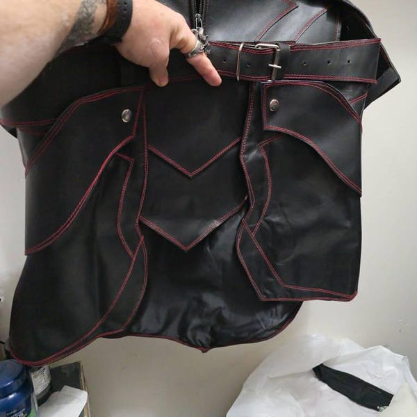 Custom-made Black Leather Vampire Trench Coat - Leather Coat With Vest ...