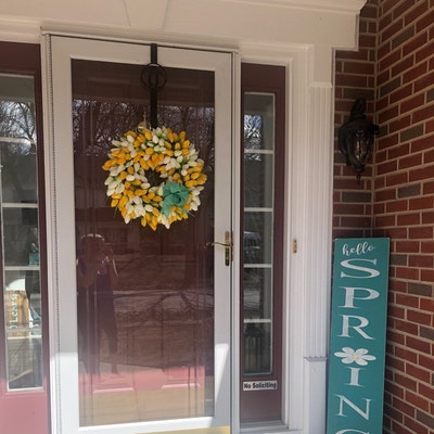 Wooden Spring Porch Sign Rustic Welcome Sign Farmhouse Welcome Sign ...