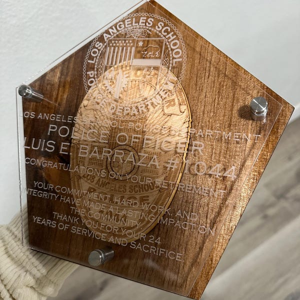 Commemorative Acrylic Engraved Wood Plaque | Promotional Gift | Police ...