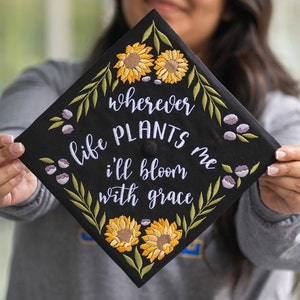 Embroidered Sunflower Graduation Cap Topper Graduation Cap Decoration ...