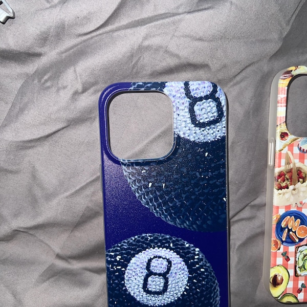 Navy Blue, 8 Ball Phone Case, Y2K Cute Collage Case, Trendy Vintage ...