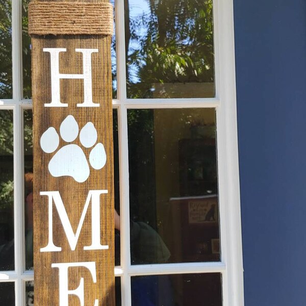 Paw Print Home Sign - Rustic Paw Sign - Paw Print Sign - Home Sign With ...