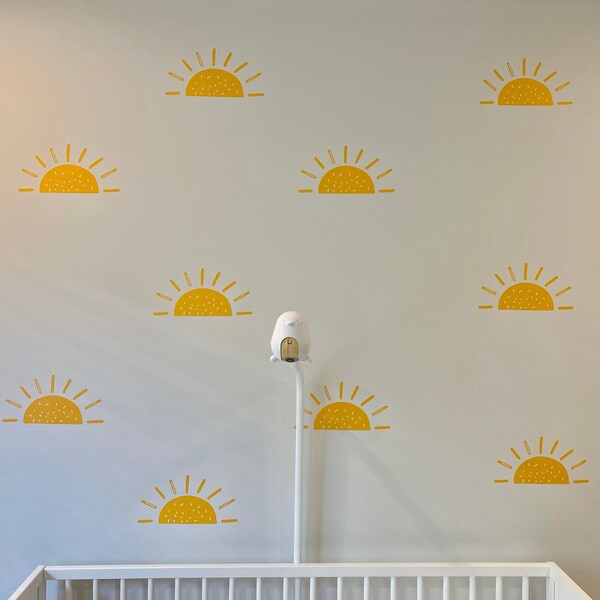 Sun Pattern Wall Decal, Half Sun Style Wall Sticker,nursery Wall ...