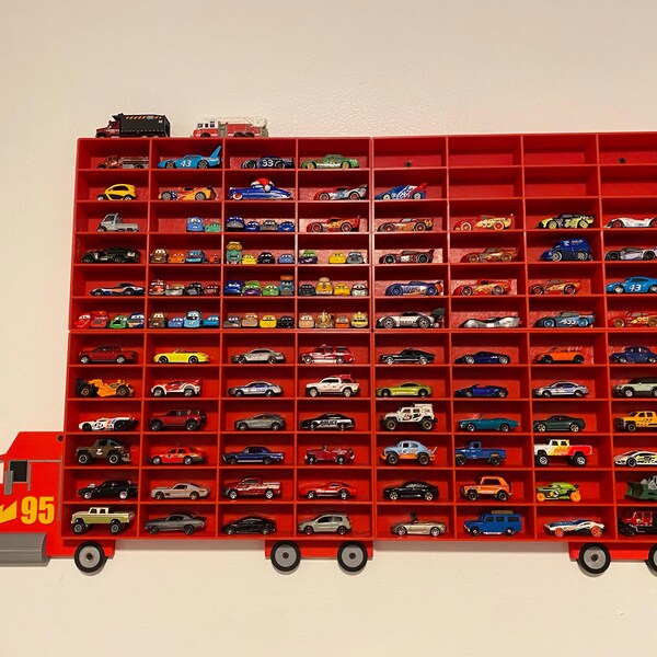 Toy Car Storage Shelf - Realistic Truck Design | Wall Mounted Hotwheels ...