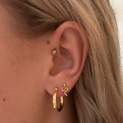 Medium Thick Gold Hoop Earrings, Little Gold Hoops, Gold Hoop Earrings ...