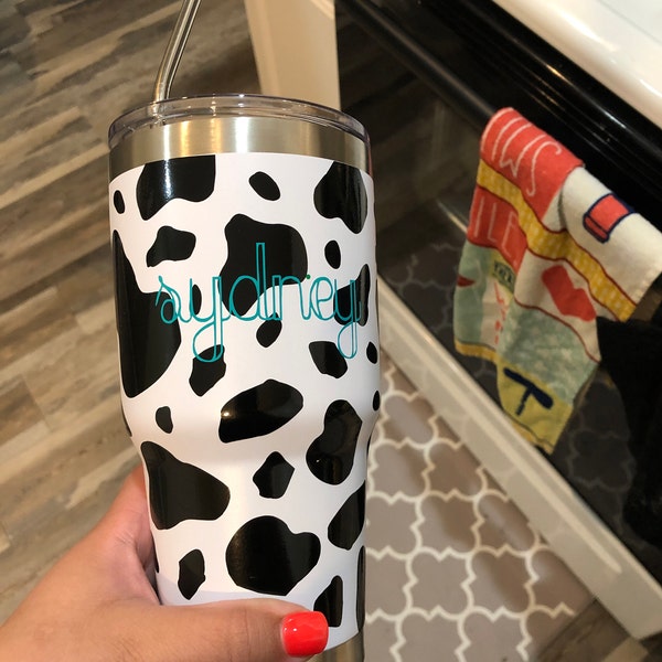 Yeti Brand Cow Print Stainless Steel Tumbler - Etsy