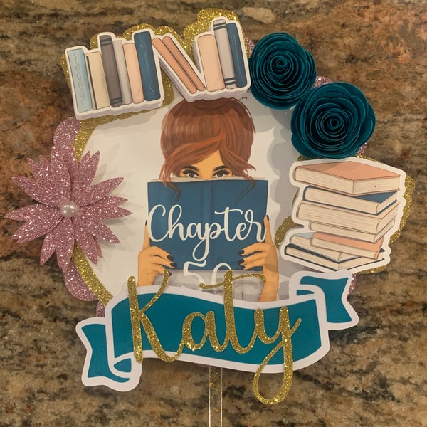 Book Lover Cake Topper Literary Birthday Book Cake Topper 18th Birthday ...