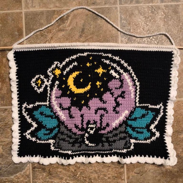 Crystal Ball Tapestry Crochet Pattern / Wall Hanging / Bat Crochet ...