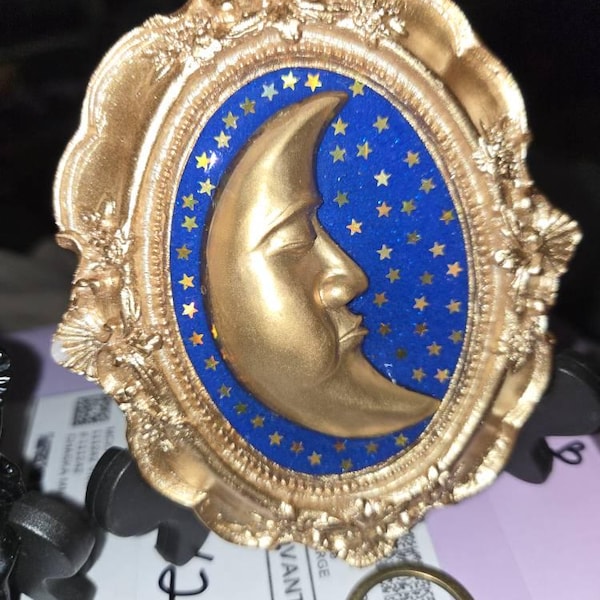 Man in the Moon Miniature Gold Ornate Frame, 90s Celestial Decor ...