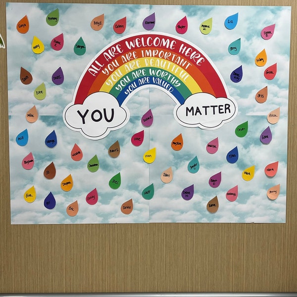 All Are Welcome Rainbow Classroom Decor: Positive Affirmations ...