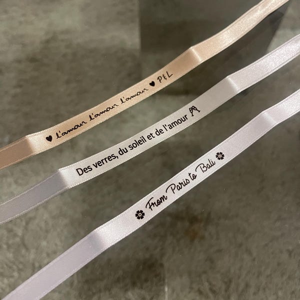 Bracelet ruban satin simple personnalisé (EVJF, Mariage, anniversaire ...