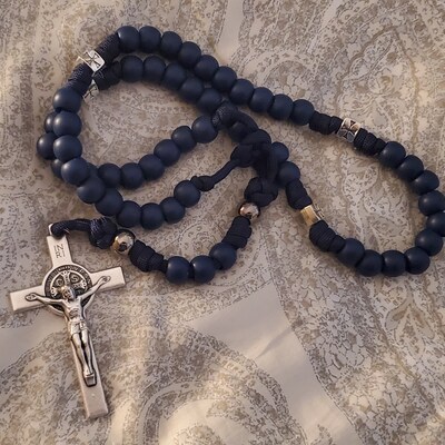 Rugged Rosaries® Power Meditation Rosary Heavy Duty Blue Paracord ...