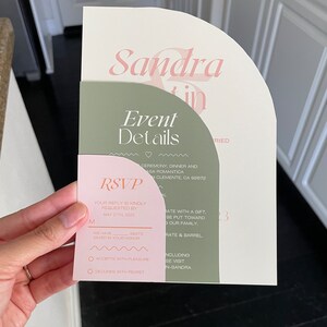 Retro Curve Customizable Wedding Invitation, Details Card and RSVP Card ...