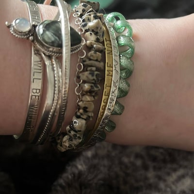 Beautiful Set of 7 Bangles, Stacking Bangles, Gift for Mom, Silver ...