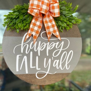 Fall Front Door Decor Happy Fall Y'all Fall Door Hanger Fall Wreath ...