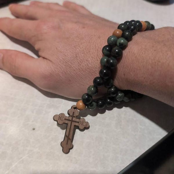 Orthodox Prayer Rope, Garnet and Jade Gemstone Beads, Hematite Stone ...