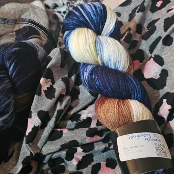Dragonfly in Amber - Blue, Green, Gold, Hand Dyed Superwash Merino ...