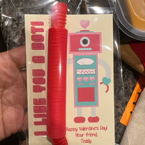 I Like You a Bot Valentine - Pop Tube Valentine - Toddler Kids ...