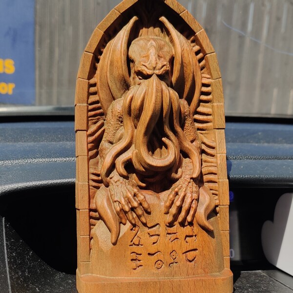 Cthulhu Altar Statue: Lovecraftian Ash Wood Carving - Etsy