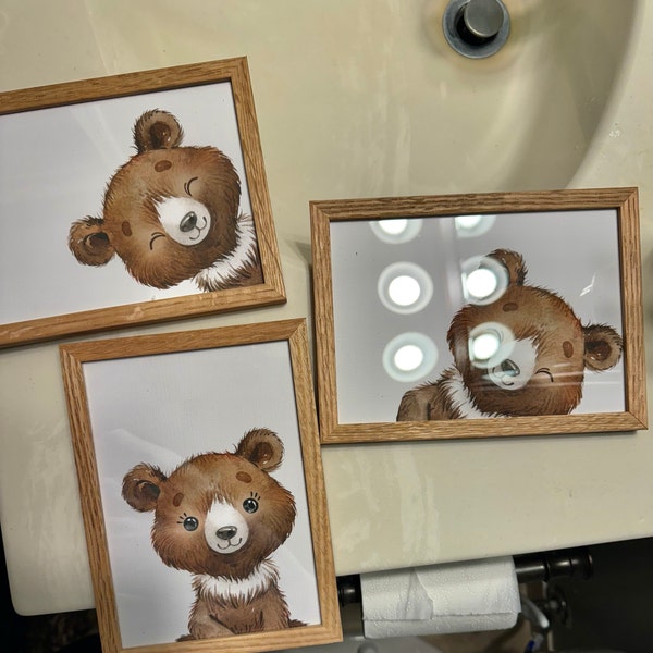 Peeking Bear Nursery Art Prints PRINTED VERSION, Baby Bear Wall Art ...