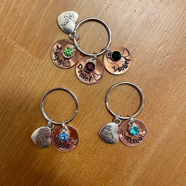 Mom Penny Birthstone Keychain, Mom Keychain, Penny Keychain, Custom ...
