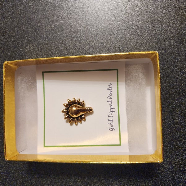 Gold Lightbulb Lapel Pin- CC164G- Light Bulb, Electric, Electricity ...