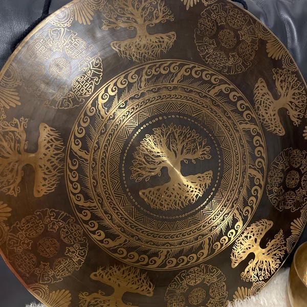 50cm-100cm Handmade Tibetan Gong Bell- Adorned With Various Peaceful ...