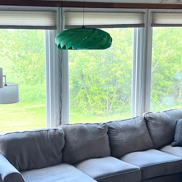 Green Chandelier | Modern Pendant Light | Wooden Lamp | Green Decor - Etsy