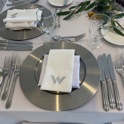 Embossed Napkins, Interlocking Monogram, Monogrammed Linen Like ...
