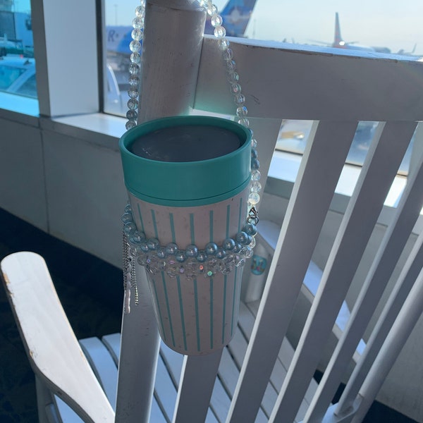 Beaded Cup Holder With Removable Short Strap, Multicolor Beaded ...