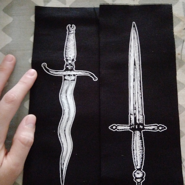 Patch Set "daggers" - Two Screen Printed and Hand Cut Dagger Patches - Etsy