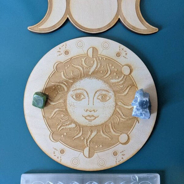 Sun Moon Phase Crystal Grid - Altar Decoration - Etsy