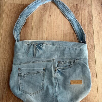 DIY Denim Bag Sewing Pattern, Slouchy Zipper Bag, 2 Sizes Bag Printable ...