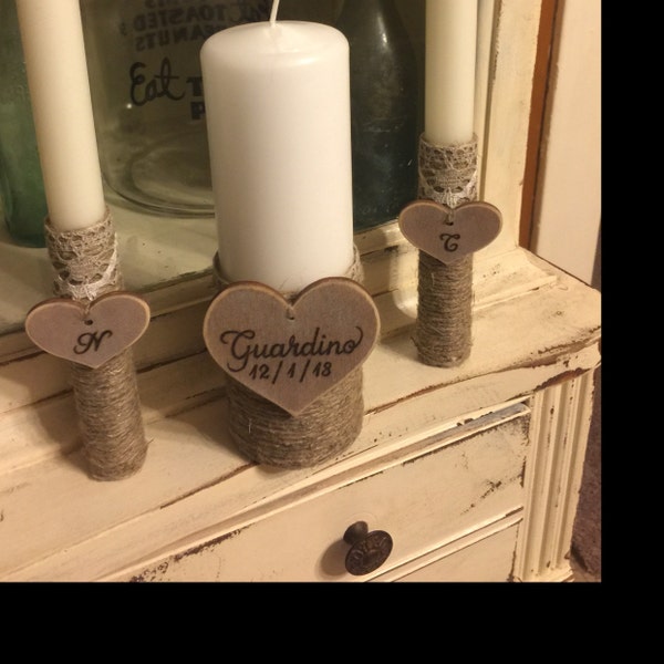 Wedding Unity Candle Set Rustic Unity Candle Church Ceremony Set ...