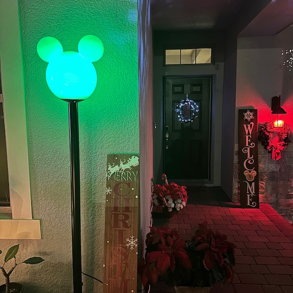 Short Post Mickey Lamp With Multi-color LED Lights, Short Pole & Base ...