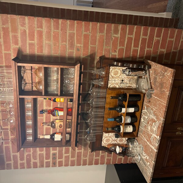 Mini Bar, Red Mahogany Stain Wine Rack, 3'x2' Liquor Cabinet, Wall ...