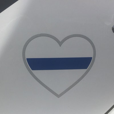 Reflective blue Line Heart Decal - Etsy