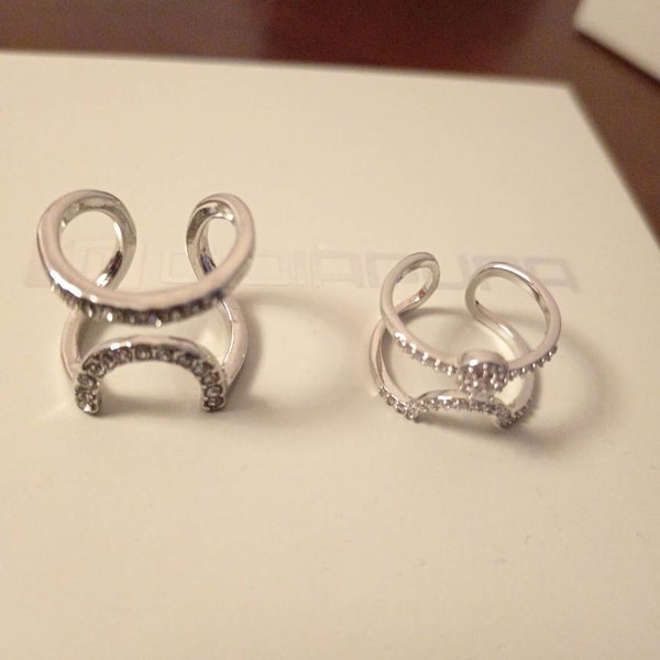 2 Fingertip Rings Fingernail Art Trendy Open Adjustable Rose Design ...