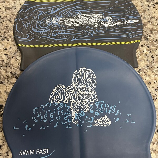 Custom Swim Caps - 30 Units - High Quality - 3 Color Printed With Names ...