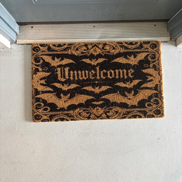 Unwelcome Bat Coir Doormat, Halloween Decor - Etsy