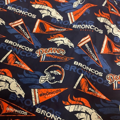 NFL DENVER BRONCOS Vintage Retro Print Football 100% Cotton Fabric ...