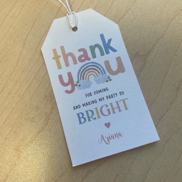 Editable Rainbow Thank You Treat Tag Favor Tags Gift Tags Printable ...