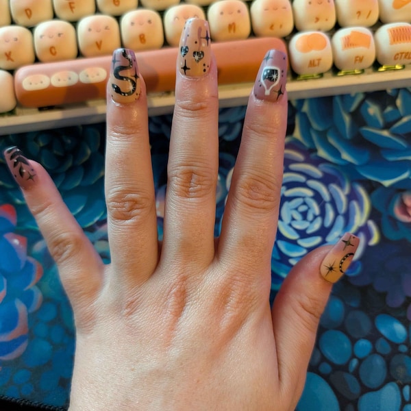 LABRADORITE Press on Nails | HAND-PAINTED | Crystal Nails | Labradorite ...