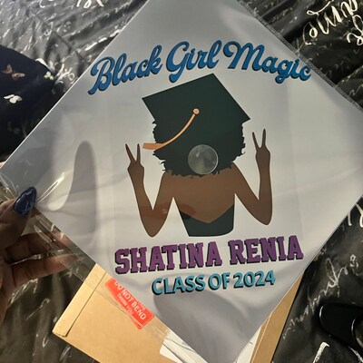 Personalized Graduation Cap Topper Black Girl, Custom Black Queen Grad ...
