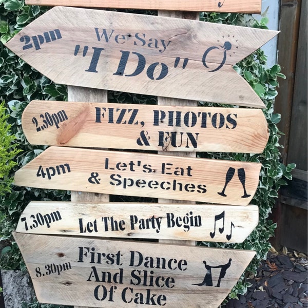 Personalised Wedding Plan, Order of the Day Wedding Sign Post. Rustic ...