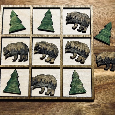 Bear Tic Tac Toe SVG File Bear SVG Files Glowforge Files Tic Tac Toe ...